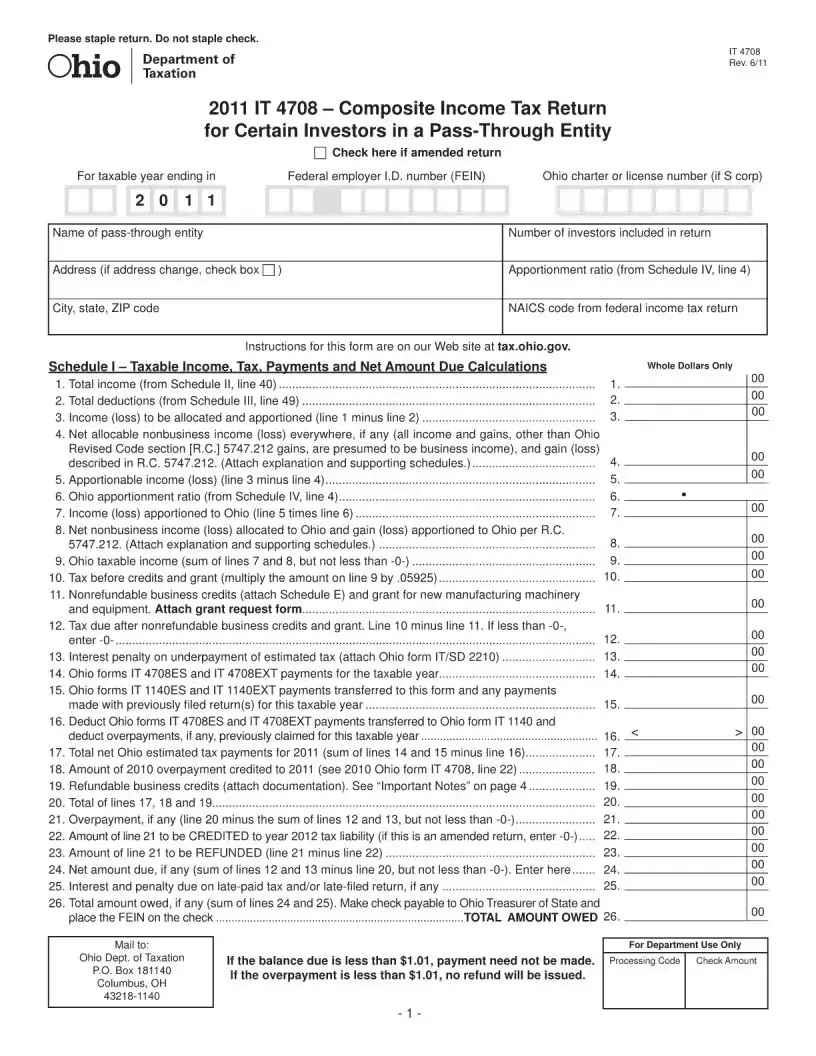 Fill in a Valid Ohio It 4708 Template Here » Ohio Documents Online