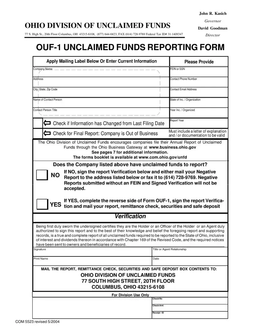 Fill in a Valid Ohio Unclaimed Template Here » Ohio Documents Online